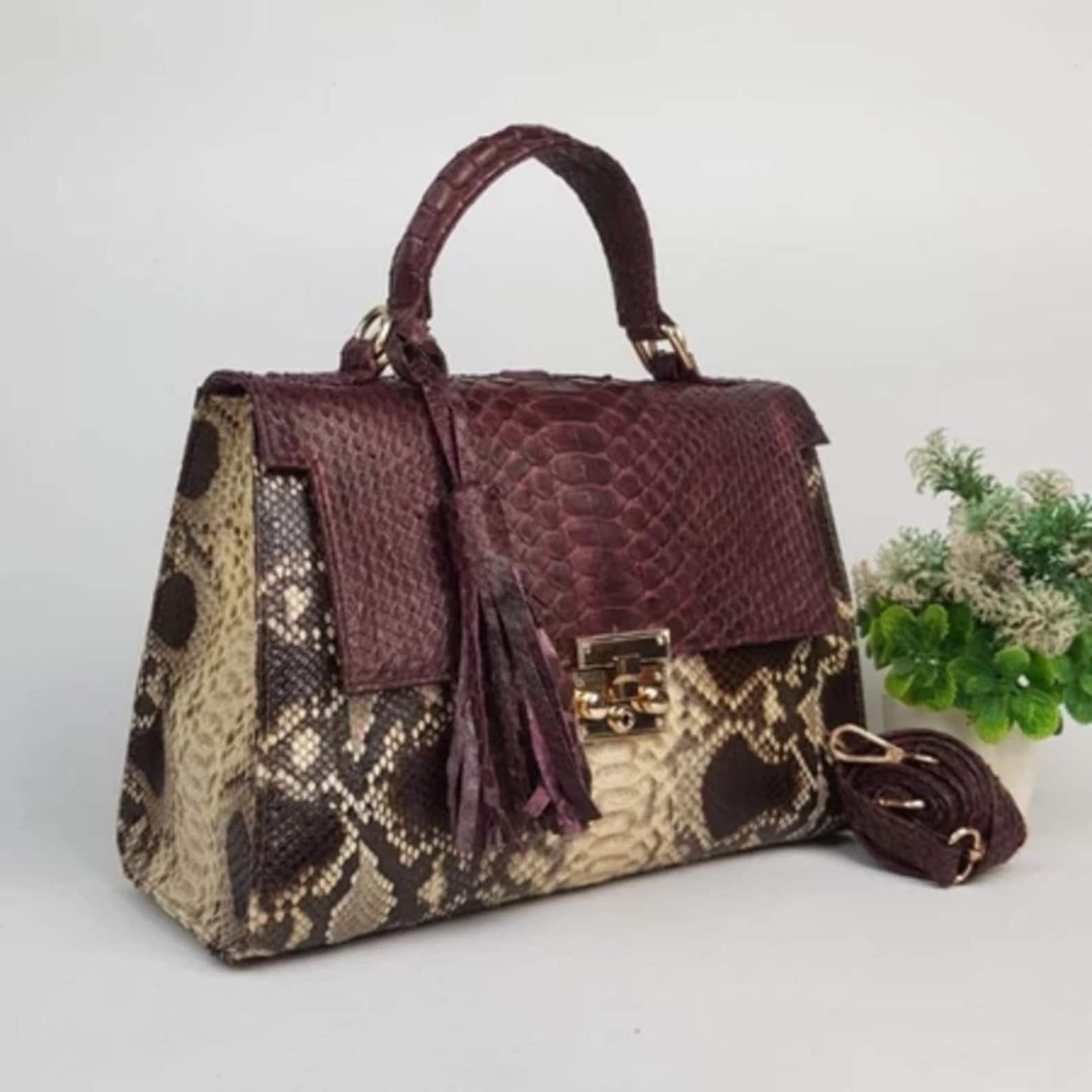 Bali Python Leather Top-handle Bag: Handmade Exotic Snake Skin Purse - Etsy