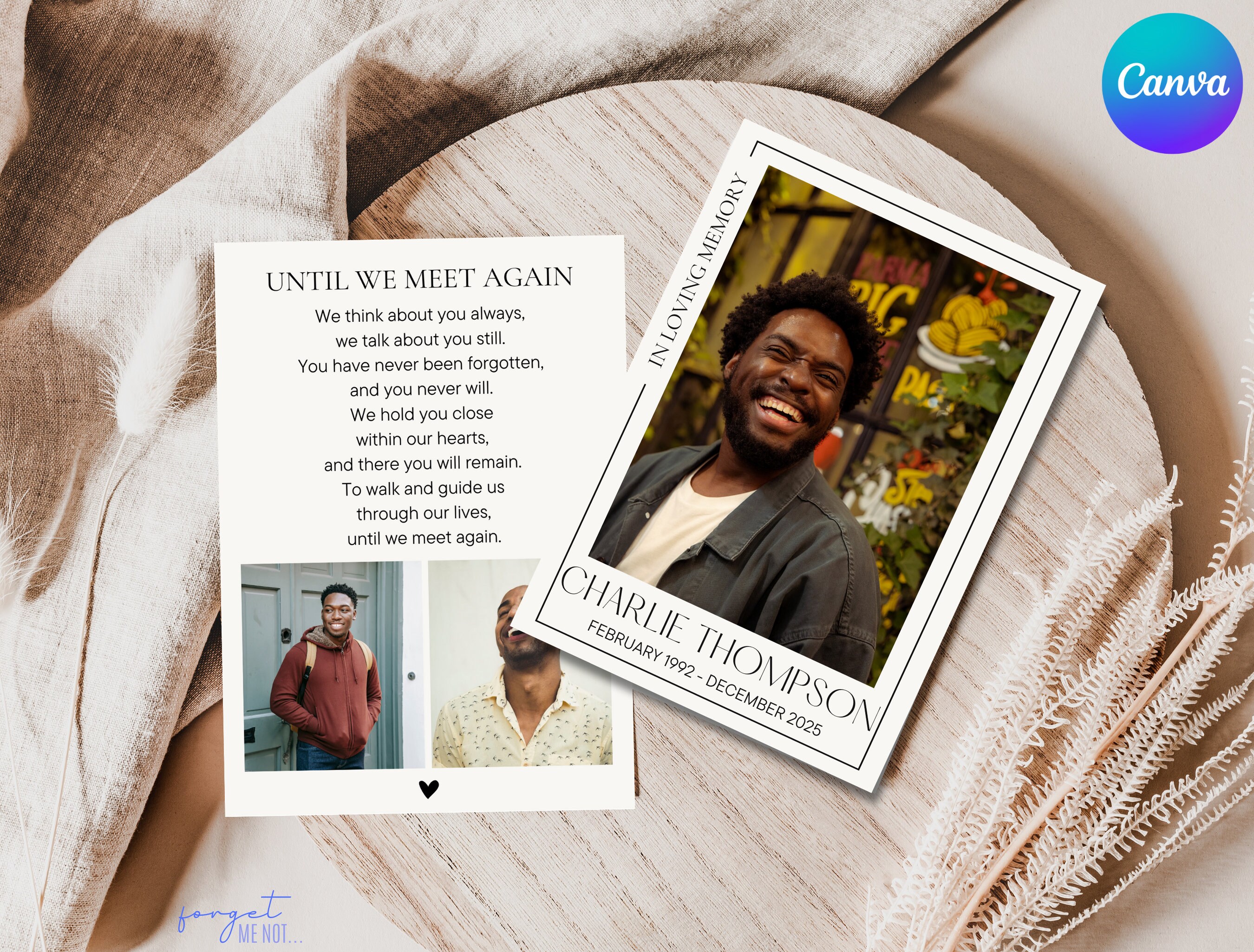 Editable Funeral Program Template Double Sided Funeral Program CANVA ...