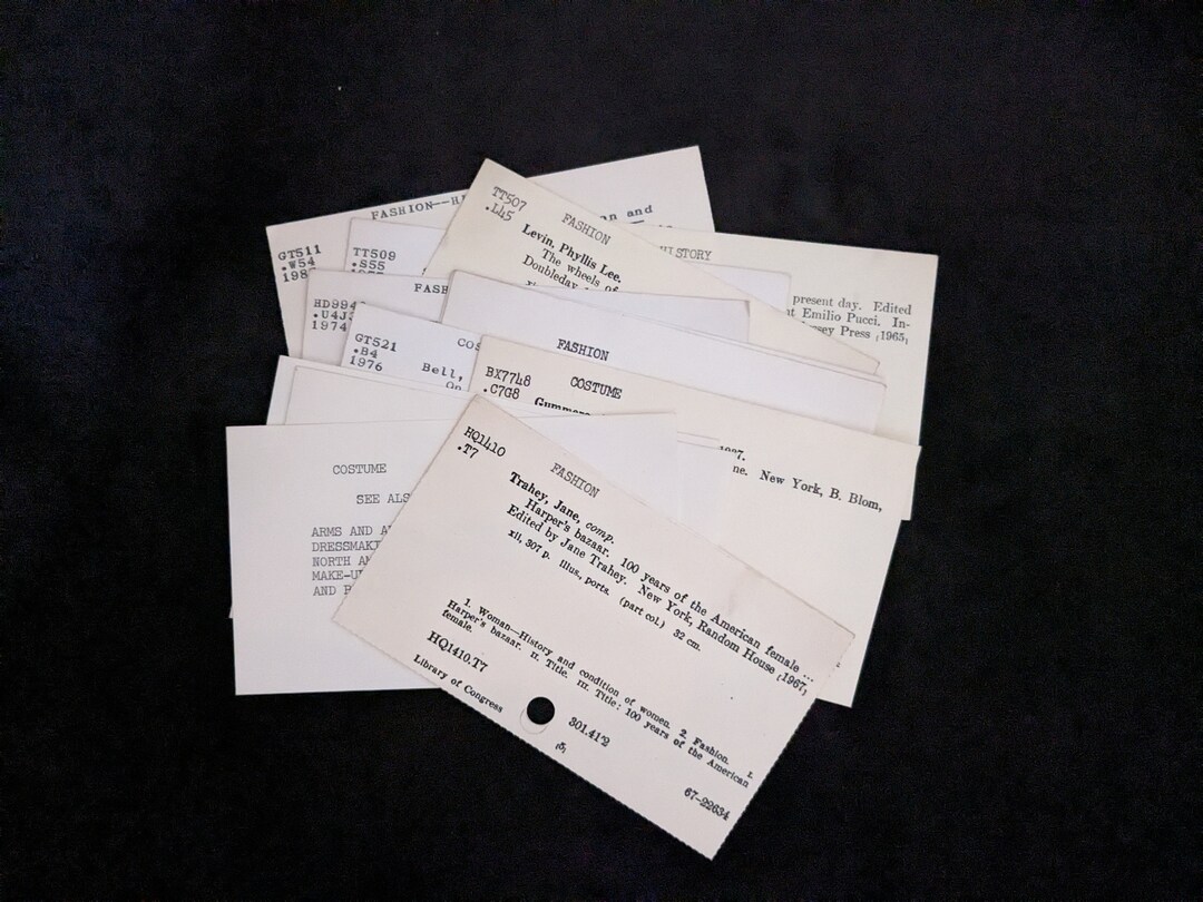 Set of 12 Vintage Library Card Catalog Cards Fashion Theme - Etsy
