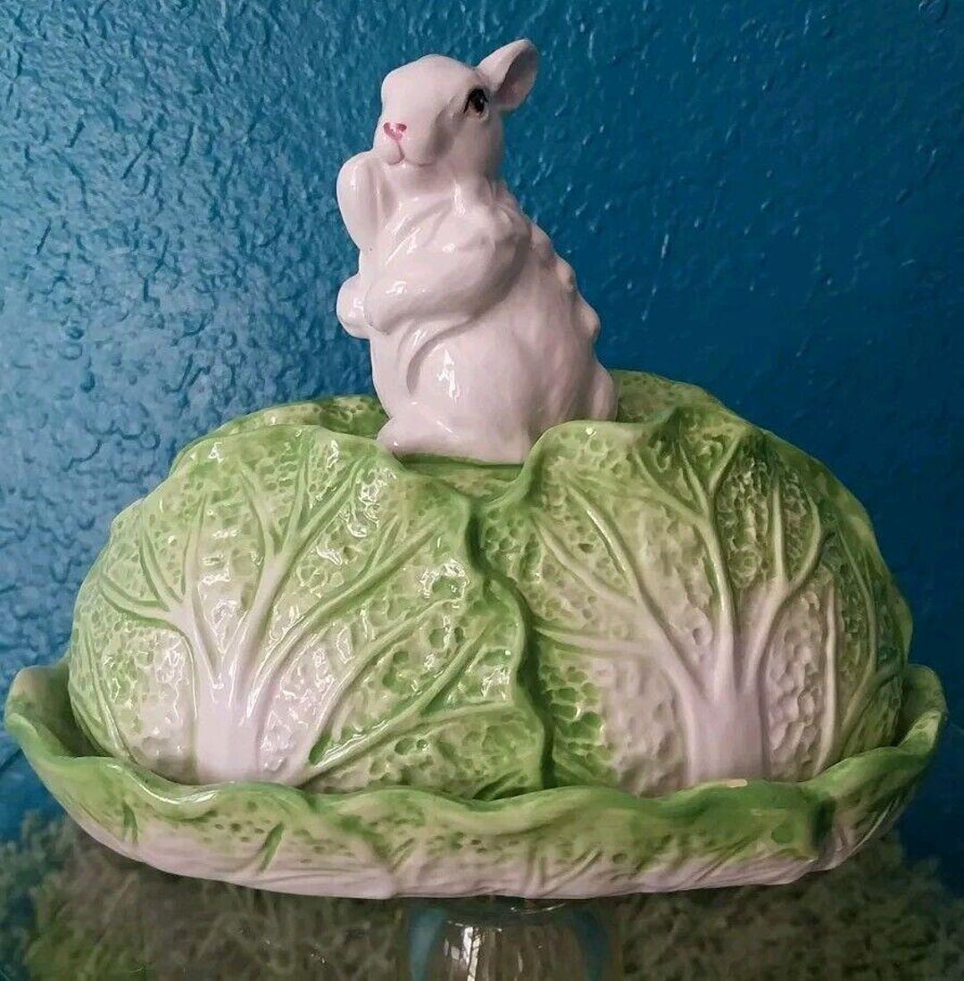 Spring Collection Corner Ruby White Rabbit Cabbage Lettuce Ceramic ...