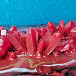 Epoxy Resin Geode Art Red and Gold With Red Crystals 17 W 13 H - Etsy