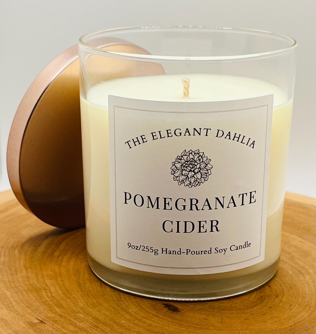 Pomegranate Cider Candle | Hand Poured Soy Candle | 9oz/255g in Clear ...