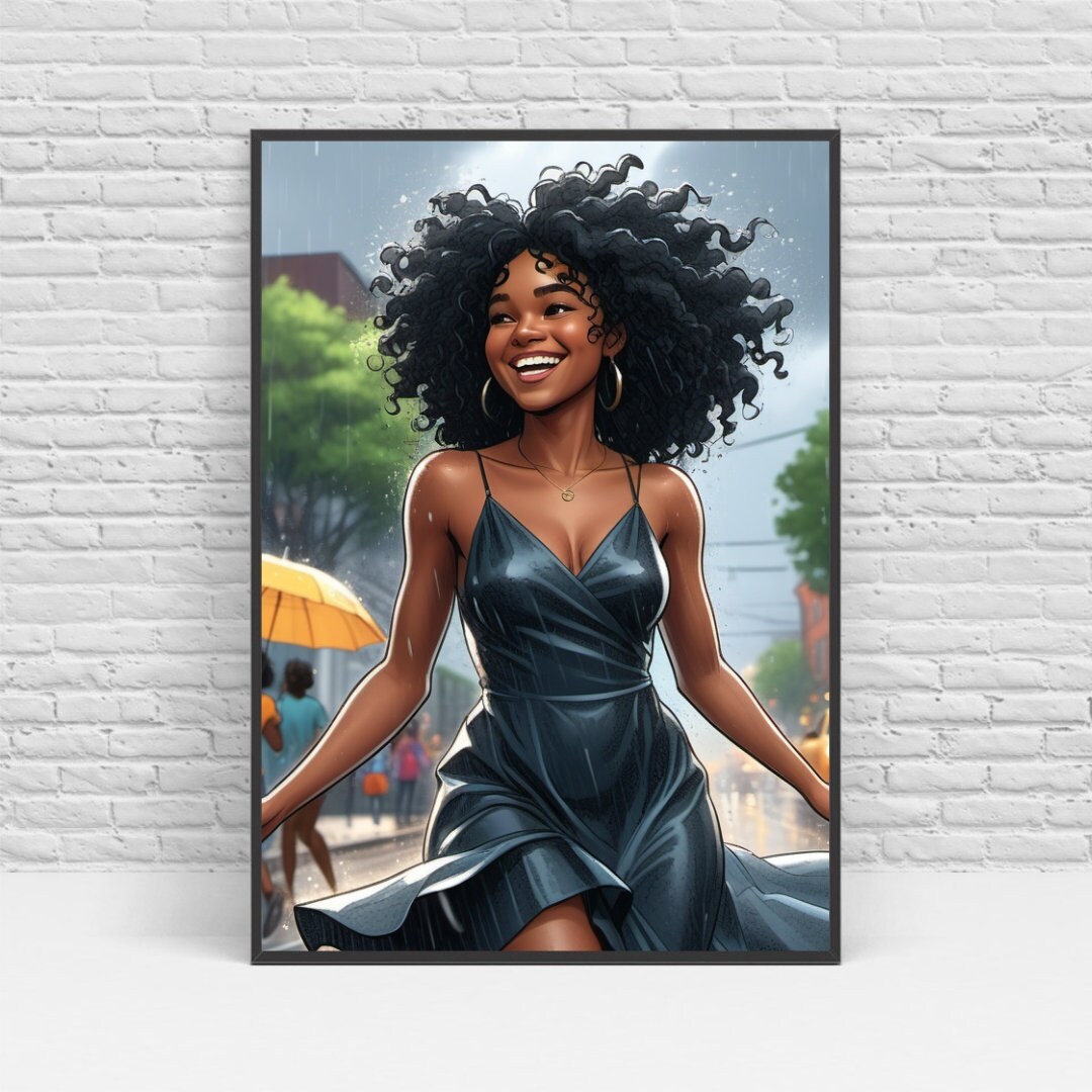 Calming Rain Inspired Poster for Rain Lovers Wall Art for Her Smiling ...