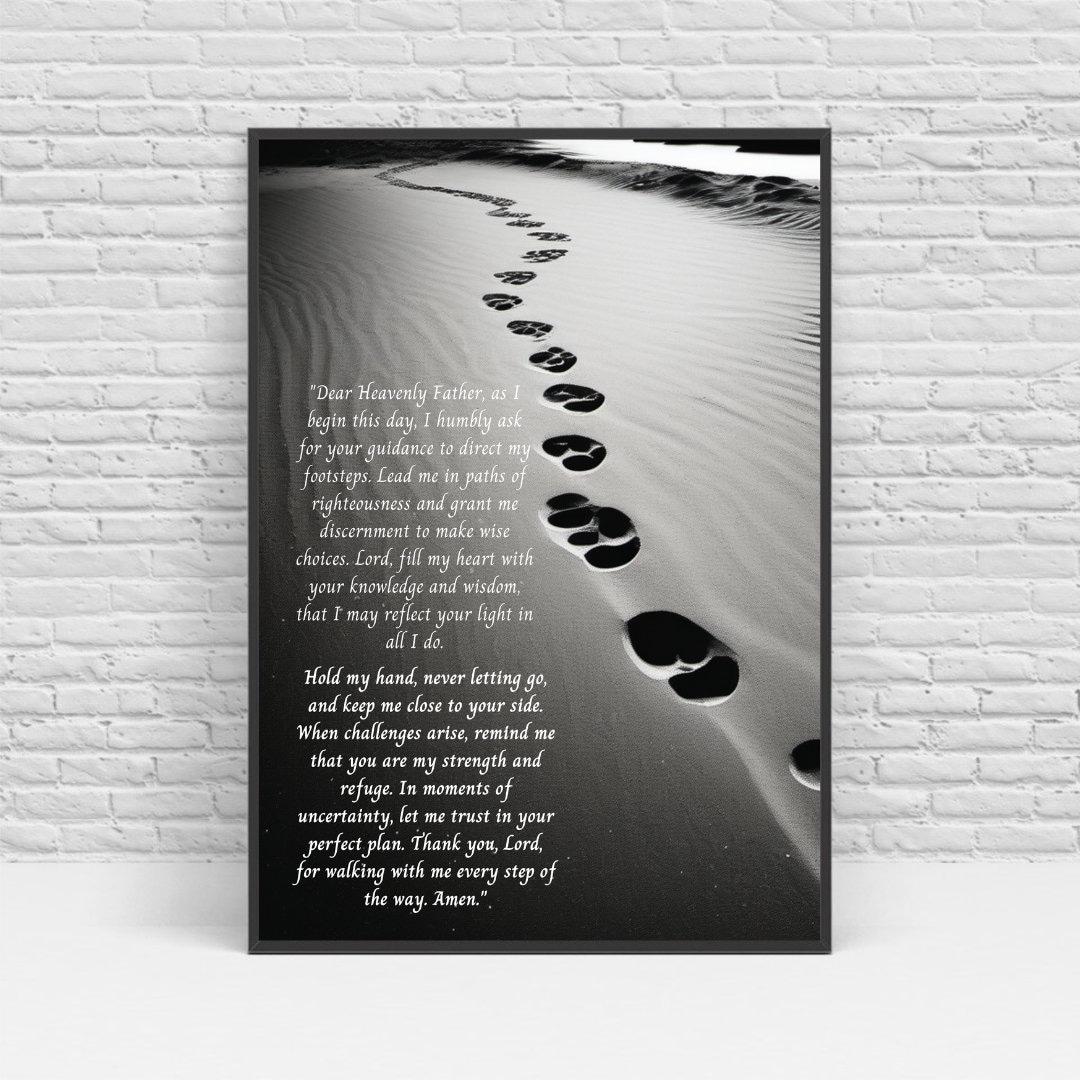 Daily Prayer Poster With Footprints in the Sand Inspired Home Decor ...