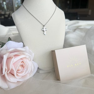 Silver Bridal Necklace Silver Dainty Cross Bridal Shower Christian ...