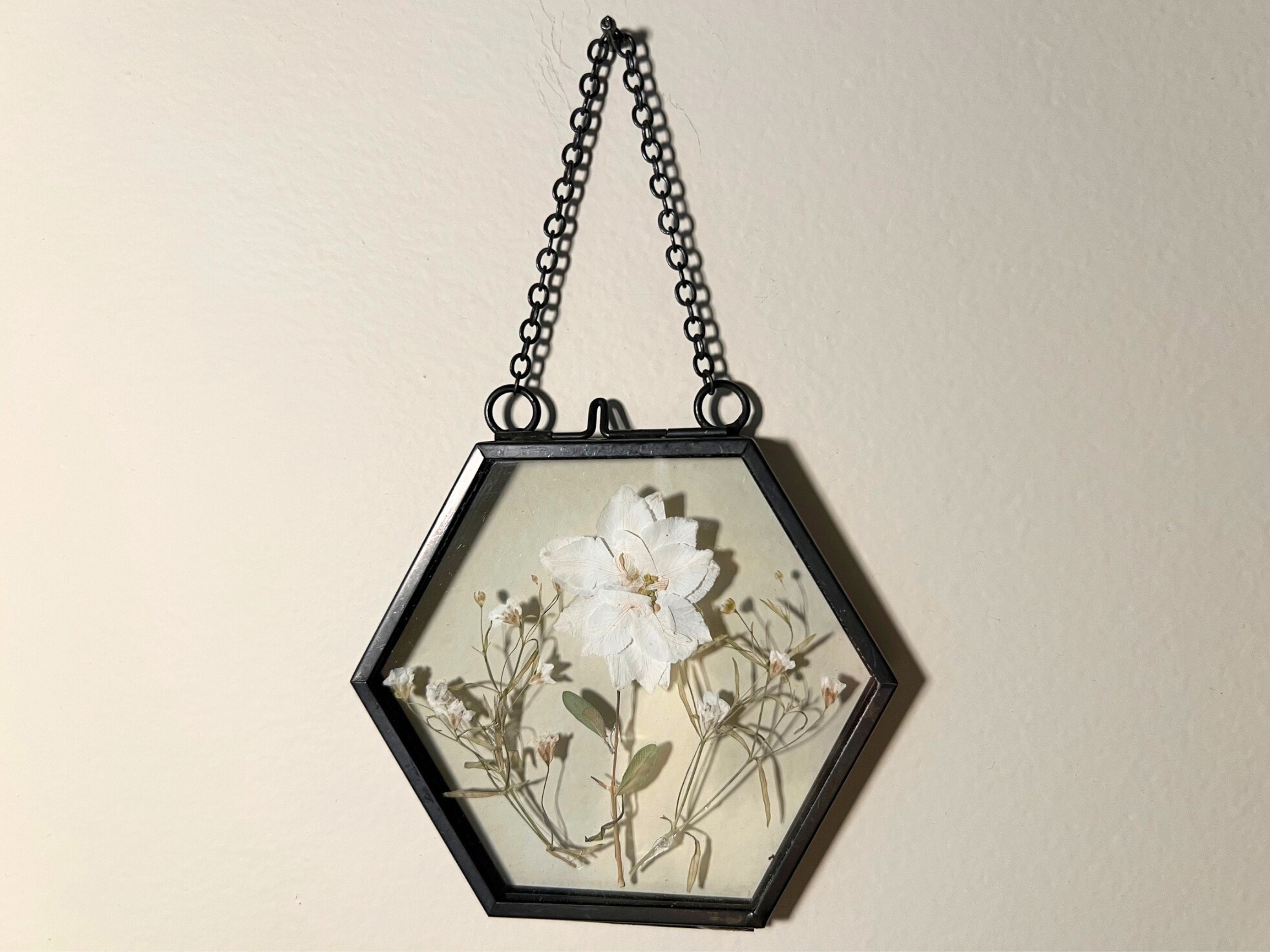 Handmade Pressed Flower 3x3 Suncatcher, White Flowers, Herbarium Frame ...