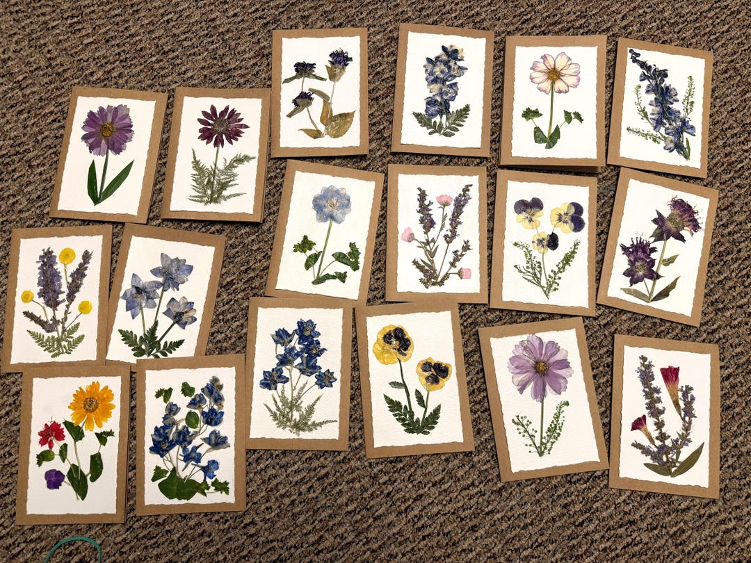 Handmade Pressed Flower Cards Using Real Flowers - Etsy
