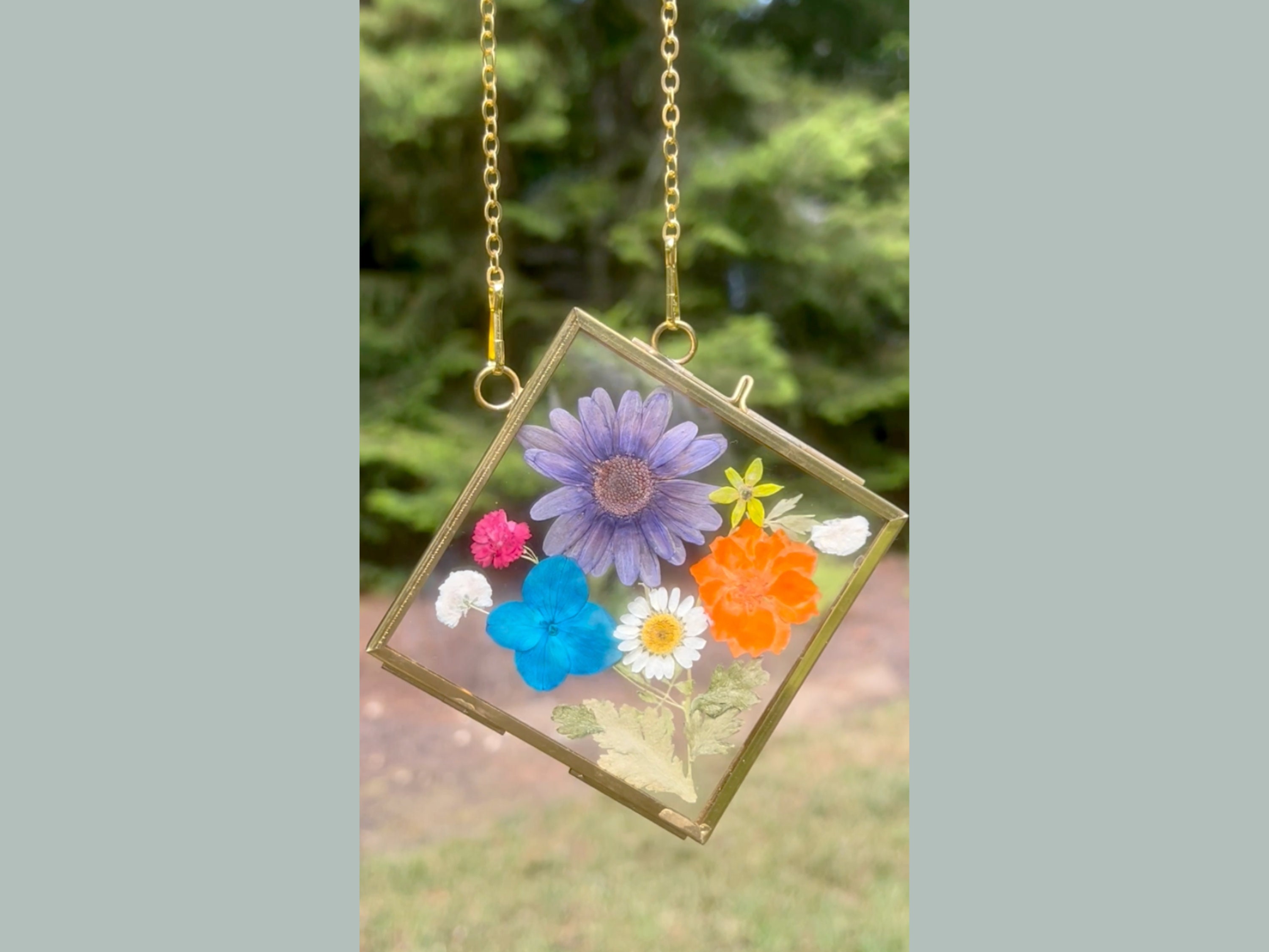Handmade Pressed Flower 3x3 Suncatcher, Colorful Flowers, Herbarium ...