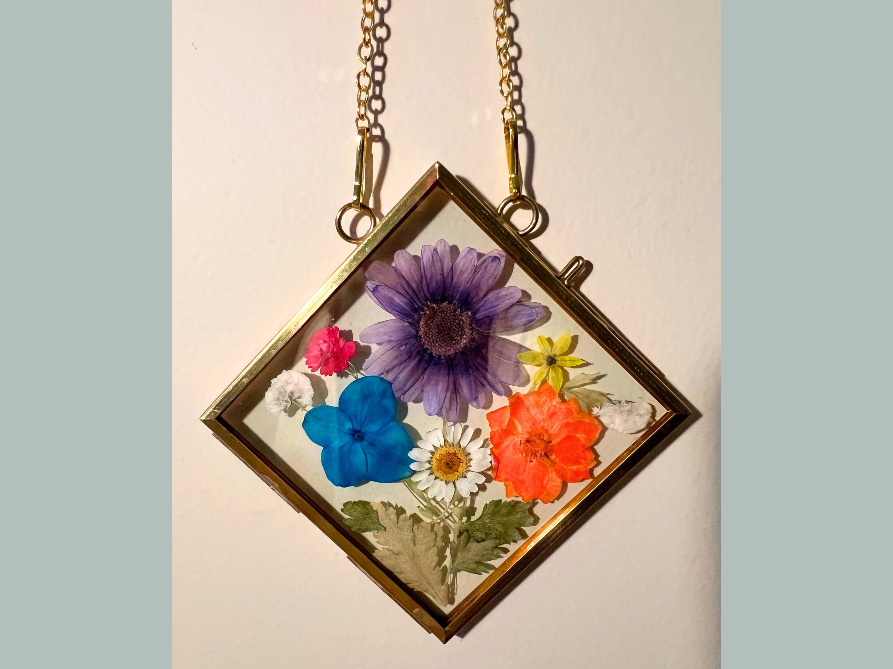Handmade Pressed Flower 3x3 Suncatcher, Colorful Flowers, Herbarium ...