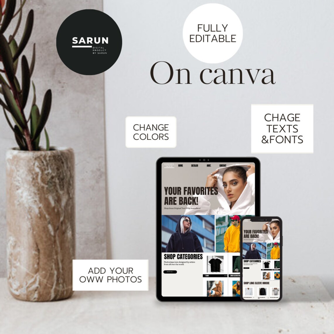 Store Canva Website Template, Website Digital Template Canva Template ...