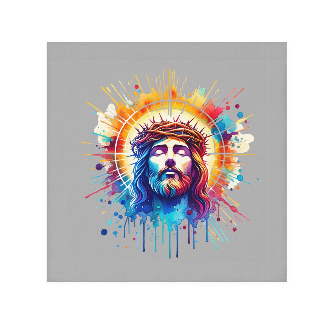 Jesus Christ light Grey Face Towel Watercolor - Etsy