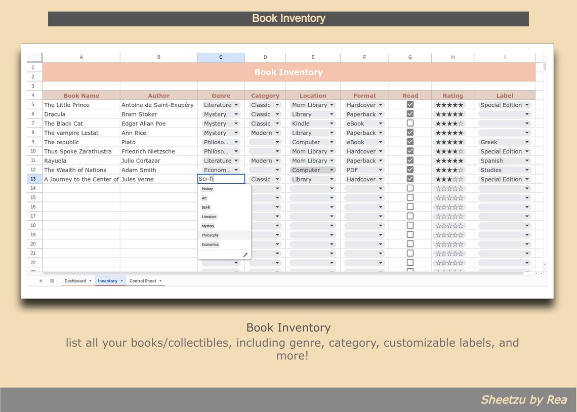 Book Inventory Google Sheet - Etsy