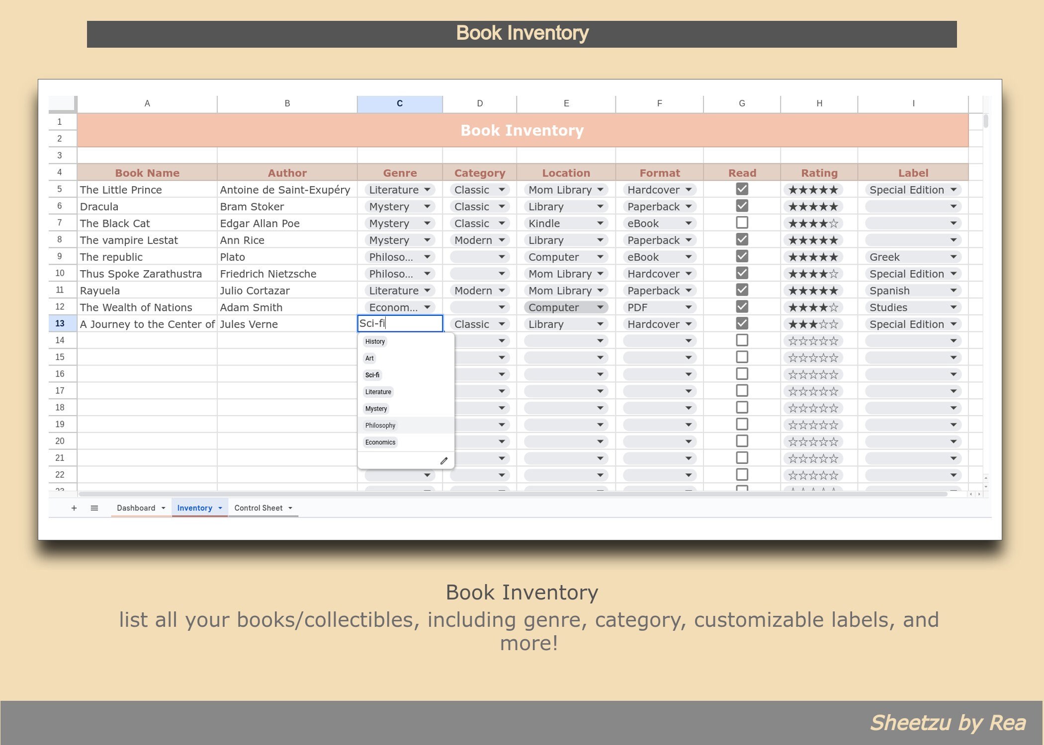 Book Inventory Google Sheet - Etsy