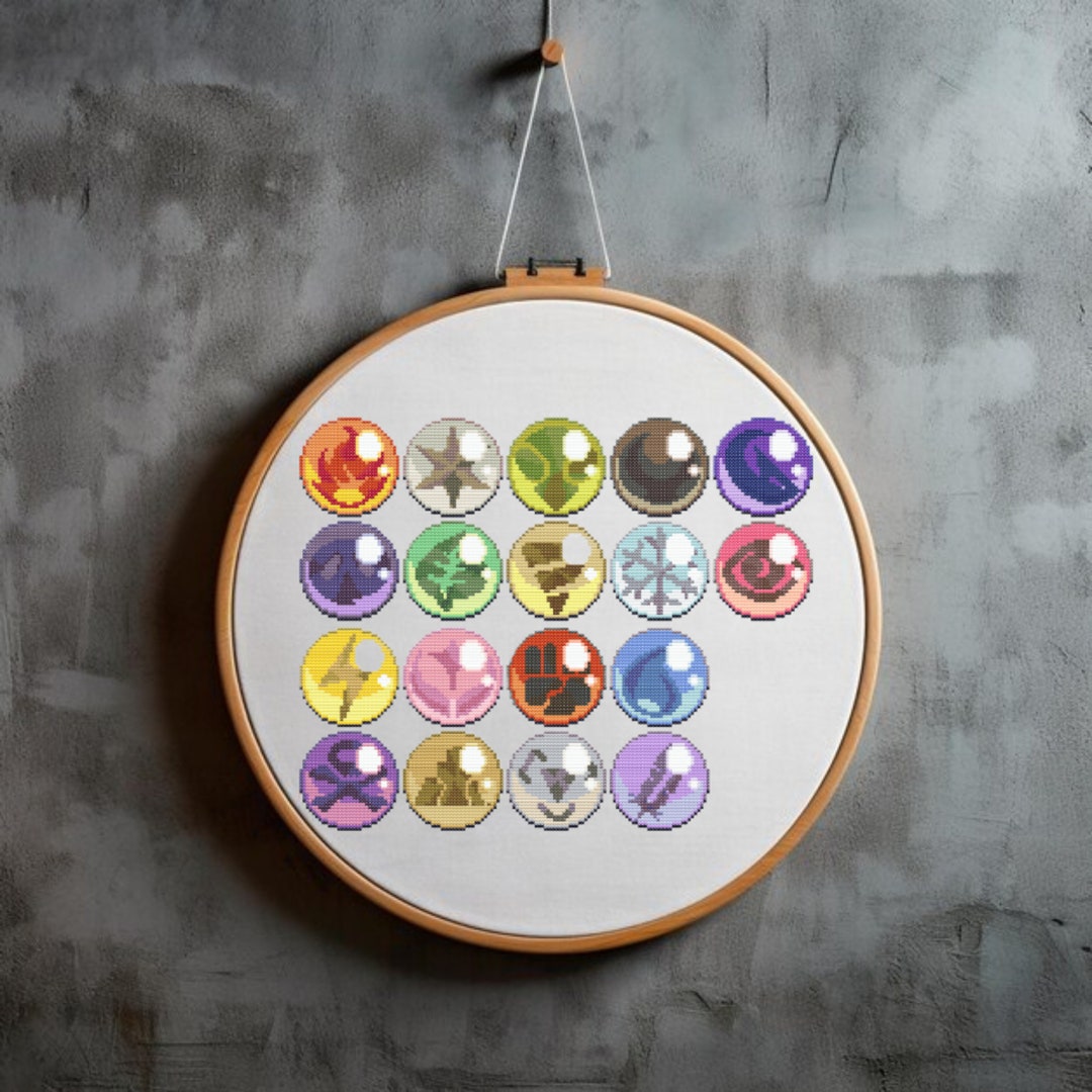 Types Pokemon Cross Stitch Pattern - Etsy