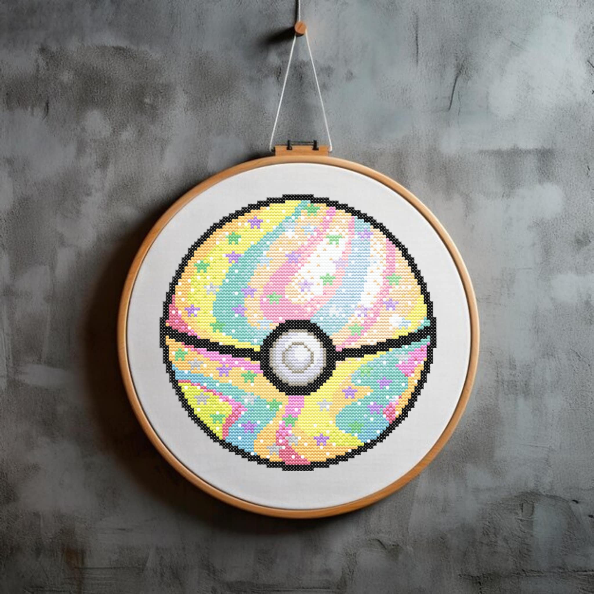 Starry Pastel Pokeball Cross Stitch Pattern - Etsy