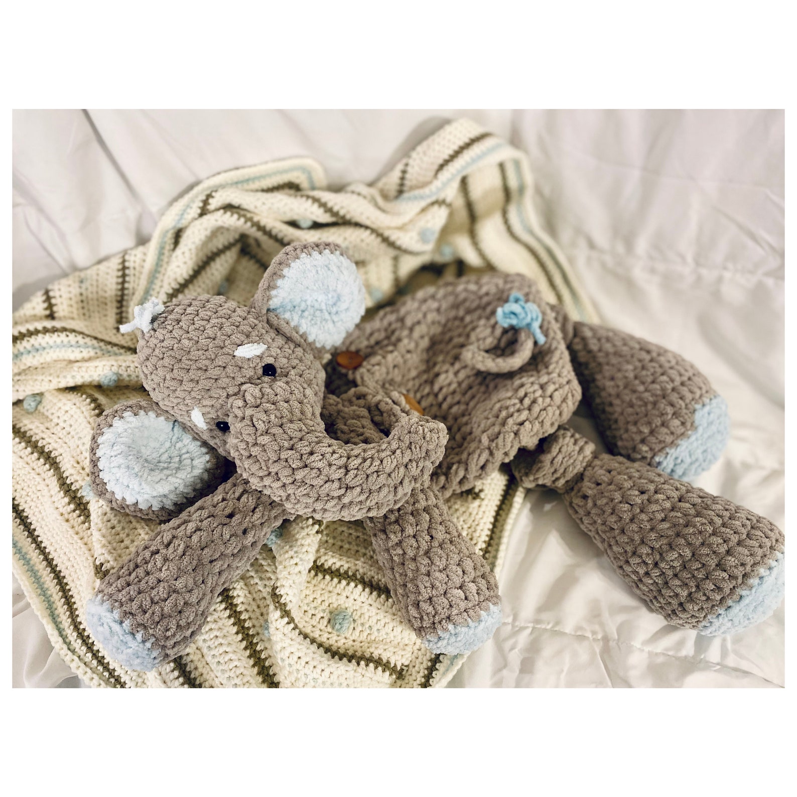 Crochet Pattern: Eli the Elephant, Blanket Holder and Snuggler - Etsy