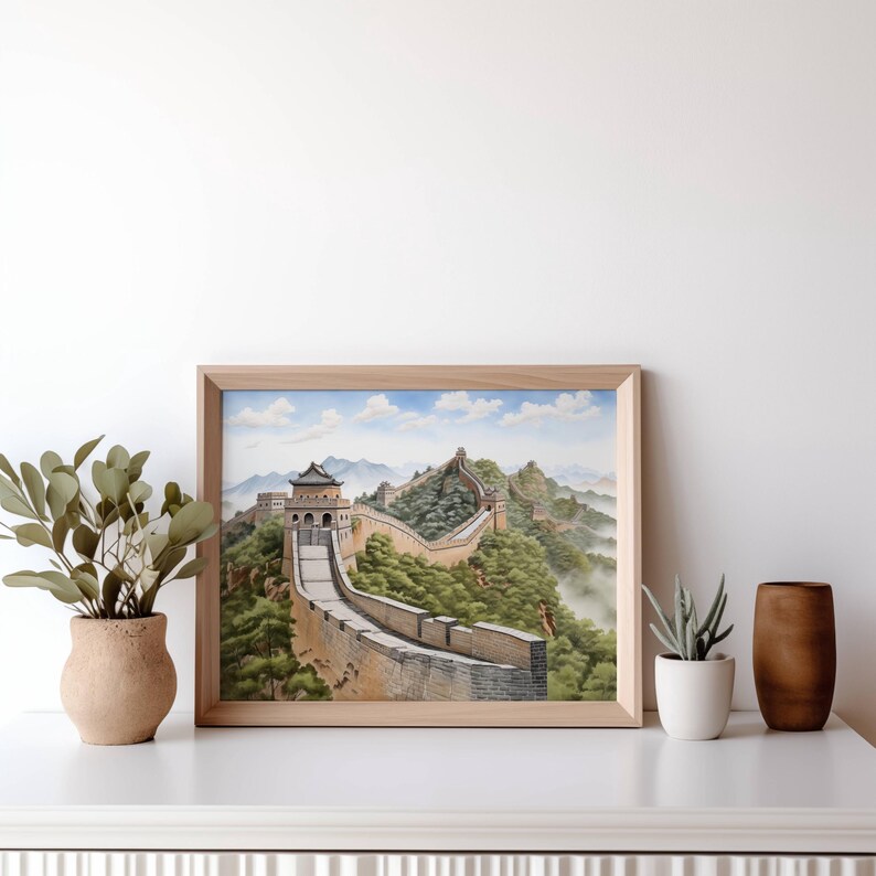 Serene Great Wall of China Instant Download Digital Iconic Landmark Art ...