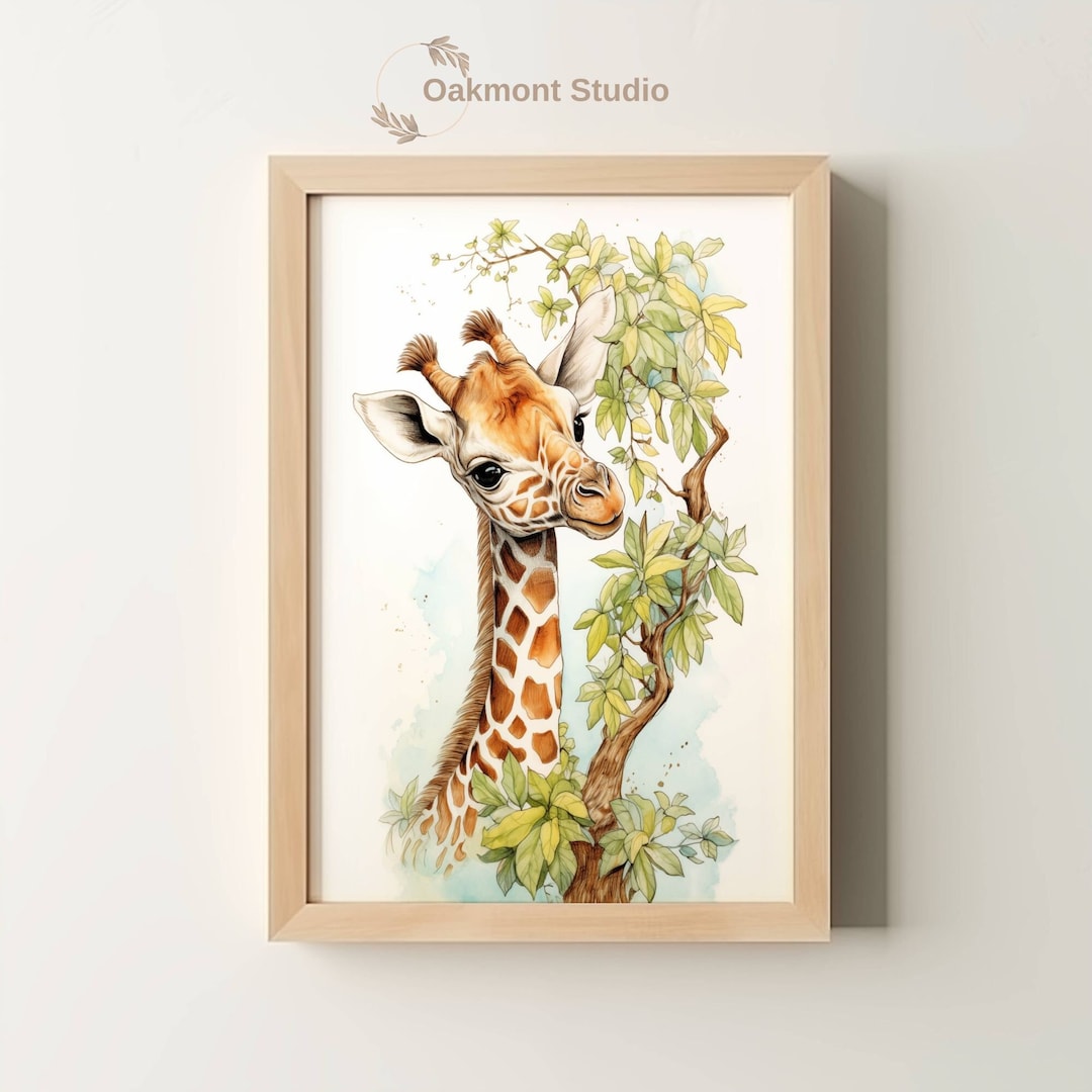Baby Giraffe With Tree Instant Download Digital Nursery Art for Home ...