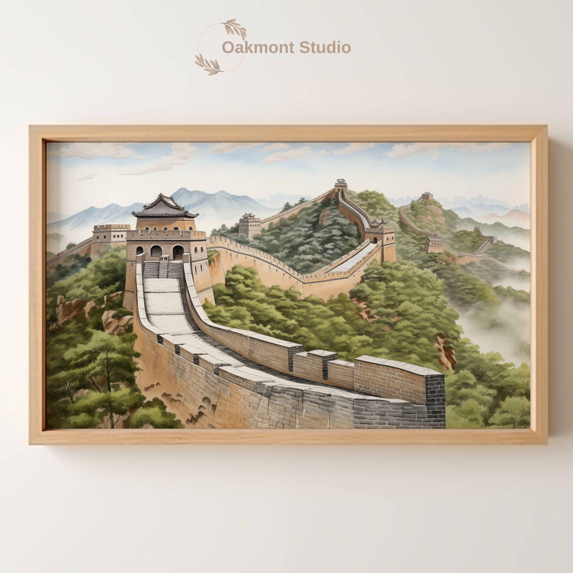 Serene Great Wall of China Instant Download Digital Iconic Landmark Art ...