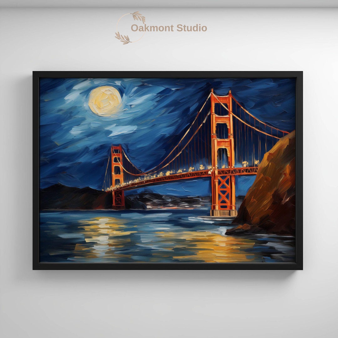 Golden Gate Bridge at Night Instant Download of Landmark for Home Décor ...