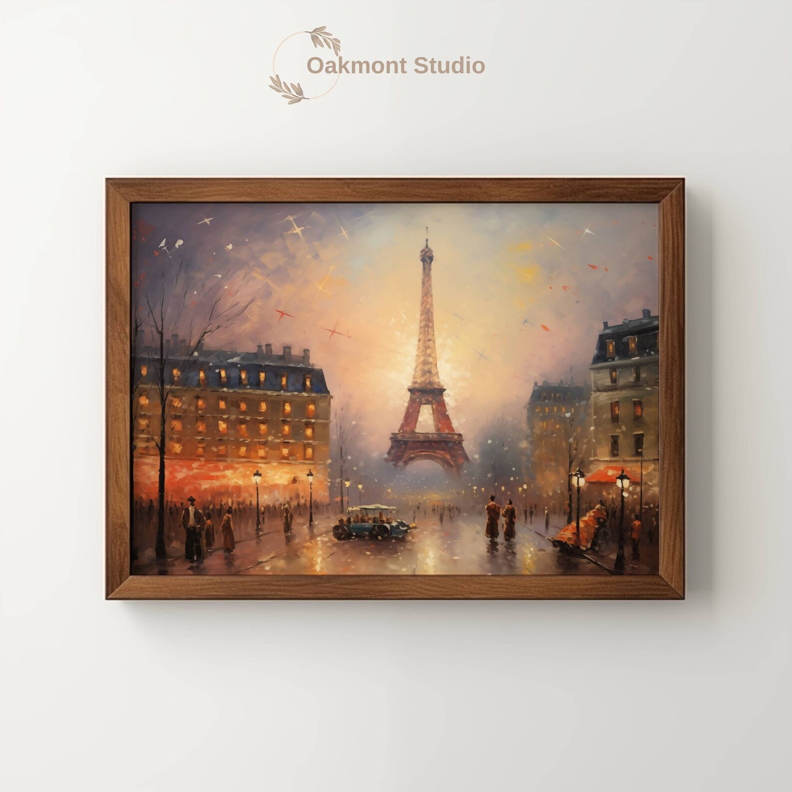 Romantic Paris Nightscape Instant Download Digital Iconic Landmark Art ...