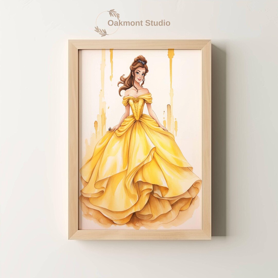 Enchanting Princess in Yellow Instant Download Digital Nursery Art for ...