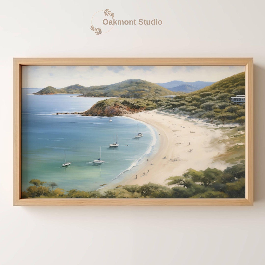 Coastal Cove With Boats Instant Download Digital Coastal Art for Home ...