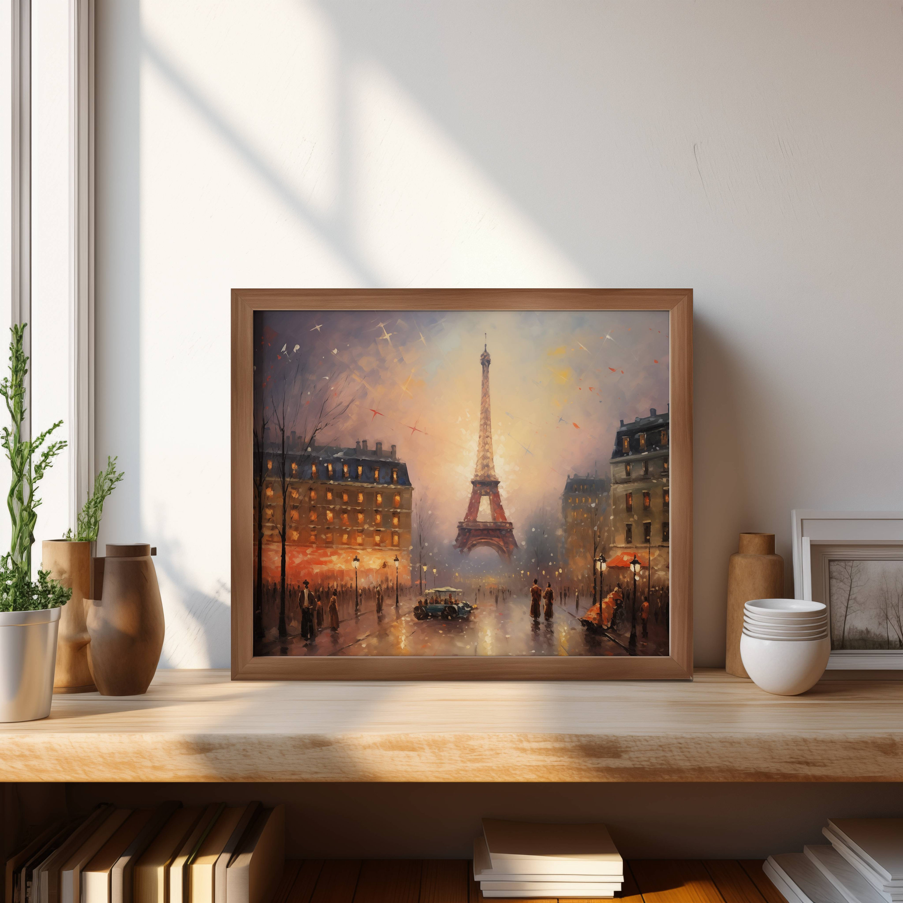 Romantic Paris Nightscape Instant Download Digital Iconic Landmark Art ...