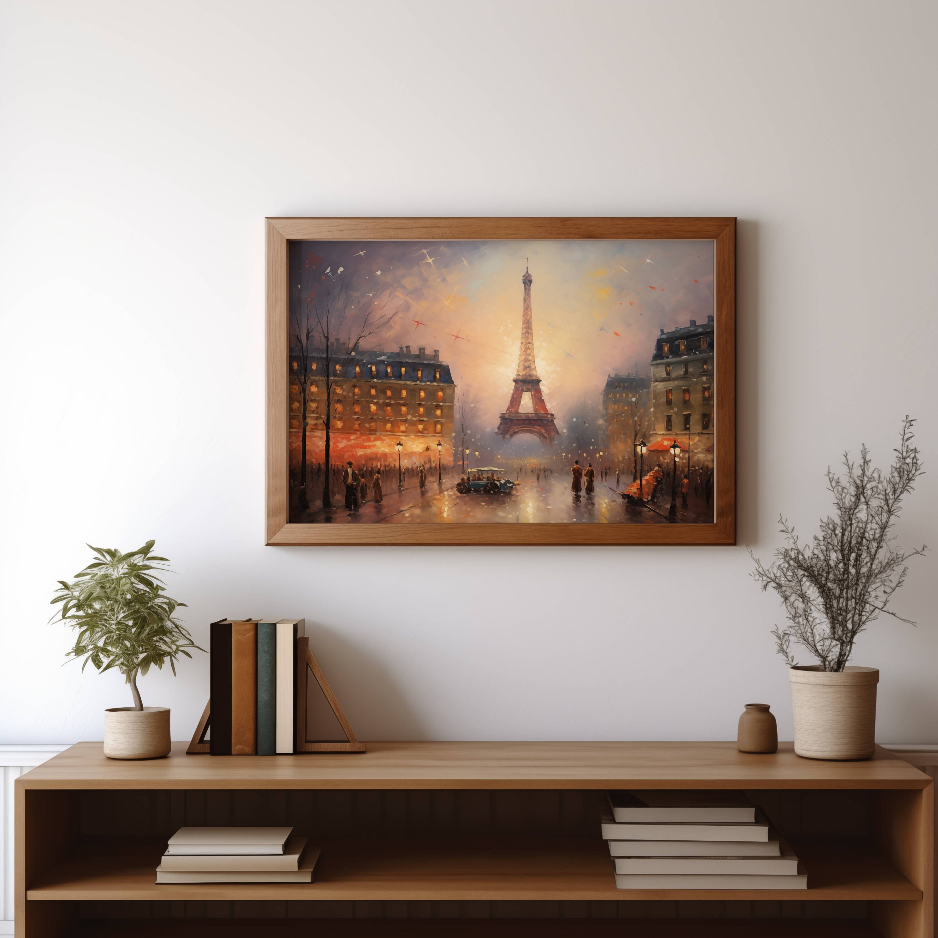 Romantic Paris Nightscape Instant Download Digital Iconic Landmark Art ...