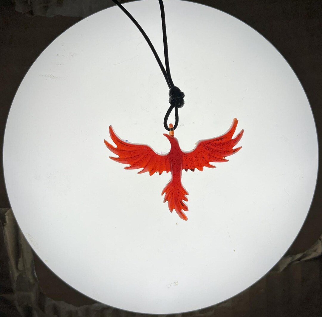 Handmade Phoenix Necklace Epoxy Resin Pendant, Fiery Bird Jewelry ...