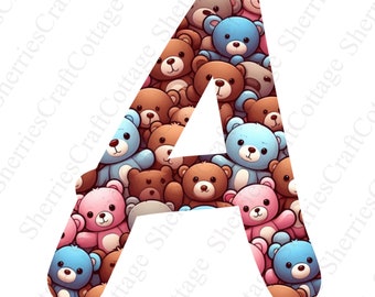 Teddy Bear Font Svg, Bear Birthday Letter, Teddy Bear Alphabet and ...