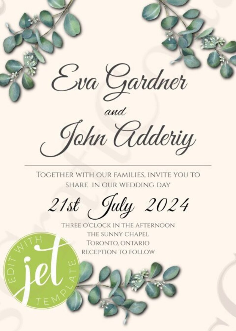 Greenery Wedding Invitation - Etsy
