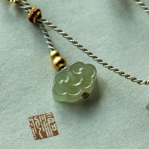 Jade Longevity Lock Pendant Necklace: Auspicious Cloud Amulet - Etsy