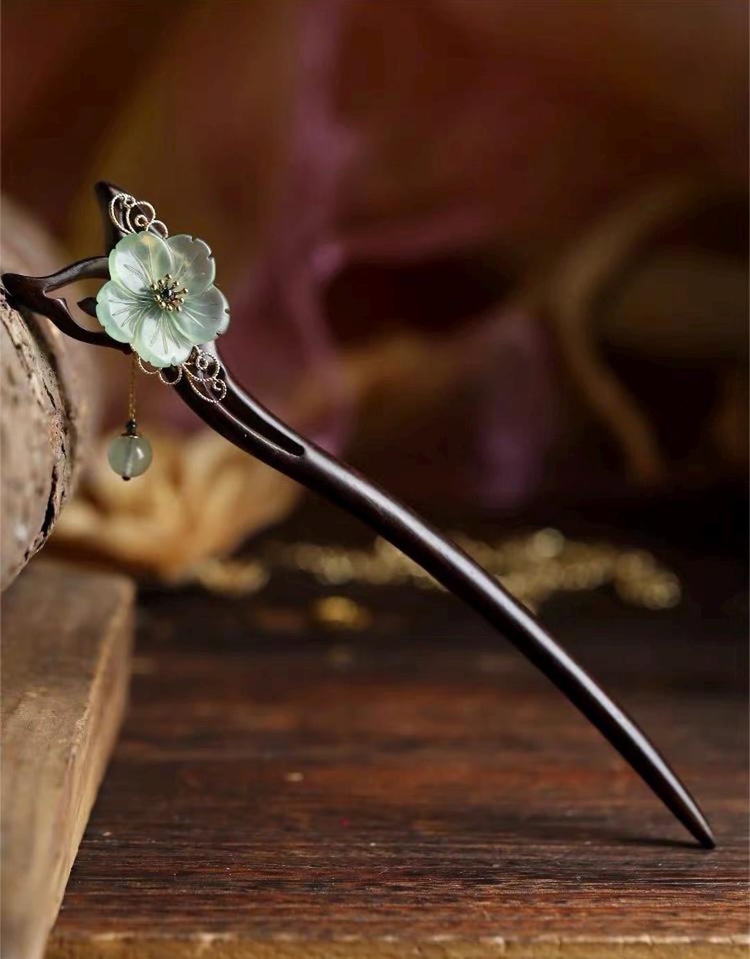 Black Ebony Hairpin-xiuyu Flower Hairpin-handmade Hairpin-wooden ...