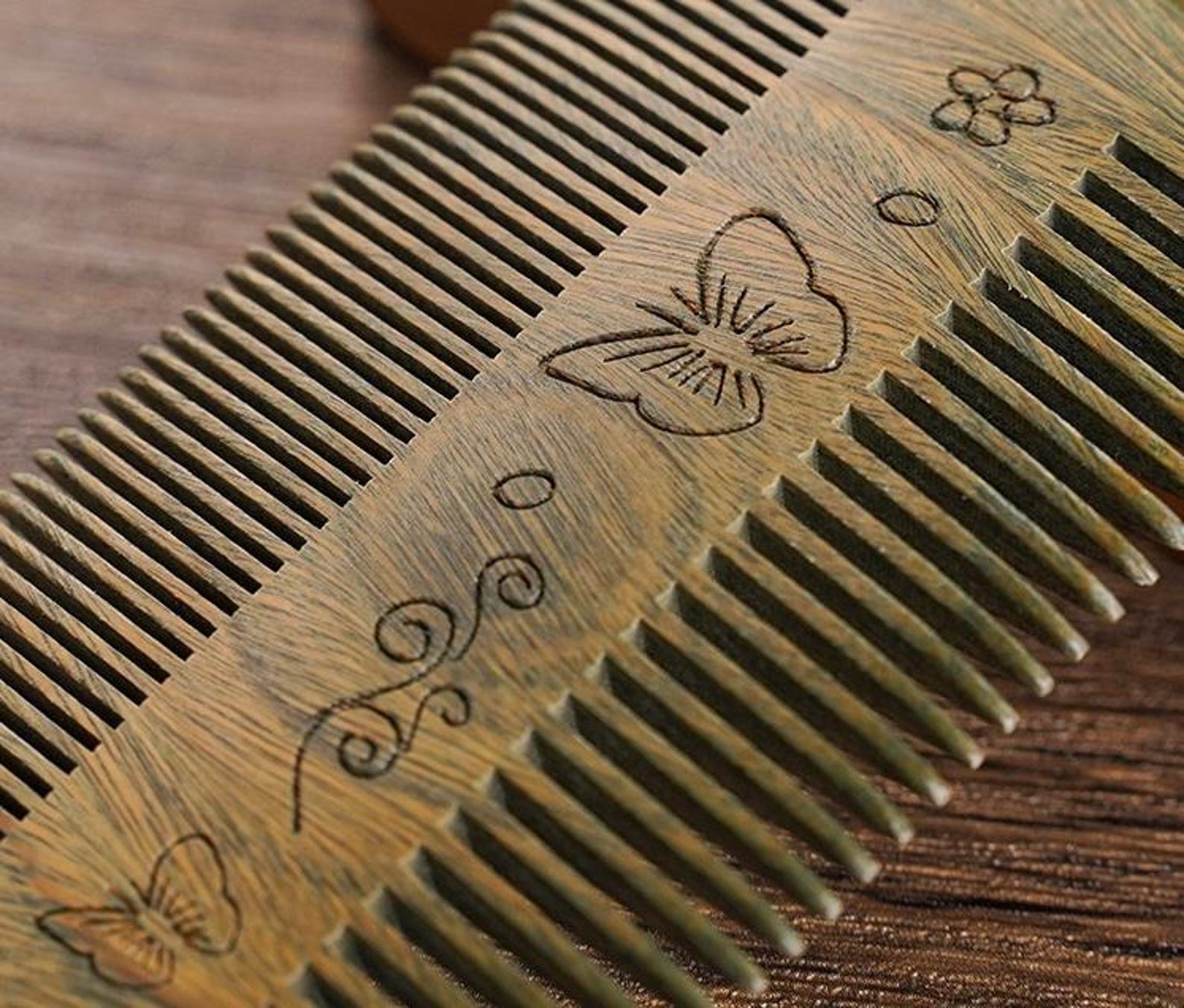 Carved Sandalwood Comb: Fine-toothed Anti-dandruff Lice Removal - Etsy