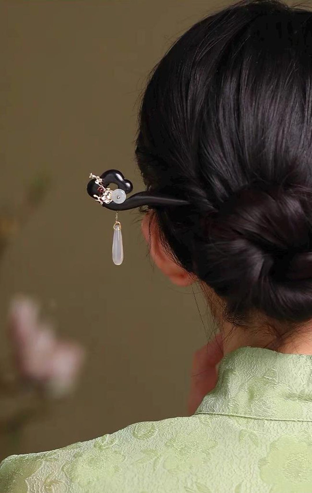 Black Ebony Hairpin-original Design Hairpin-guofeng Hairpin-white Agate ...