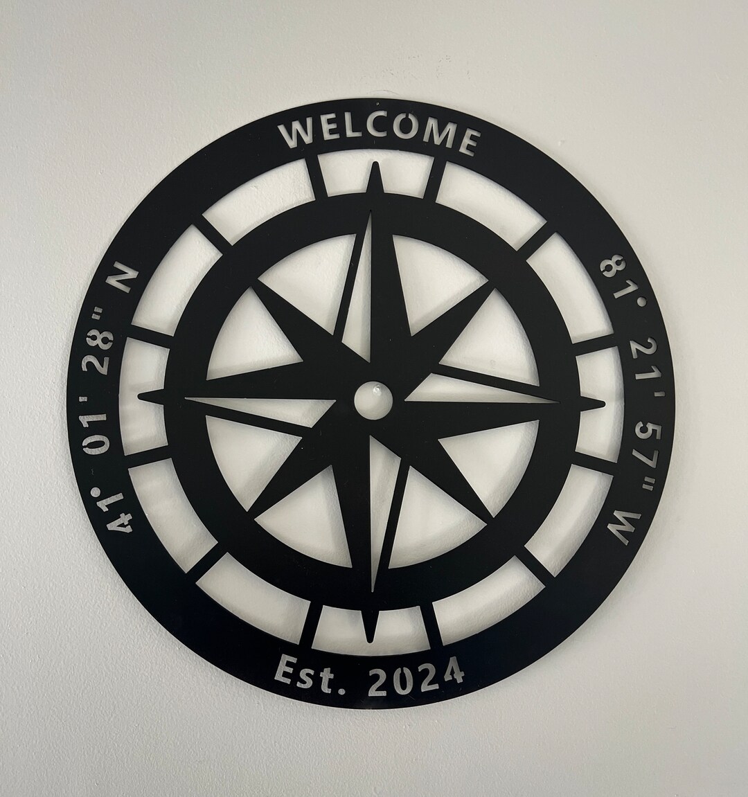 Personalized Compass Metal Sign, Customizable Metal Sign, House Sign ...