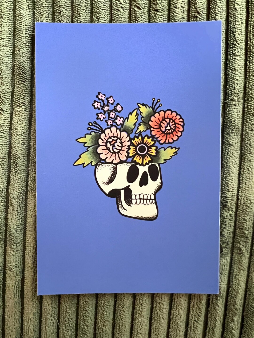 Tattoo Flash Inspired Skull and Floral Print, 4x6 - Etsy