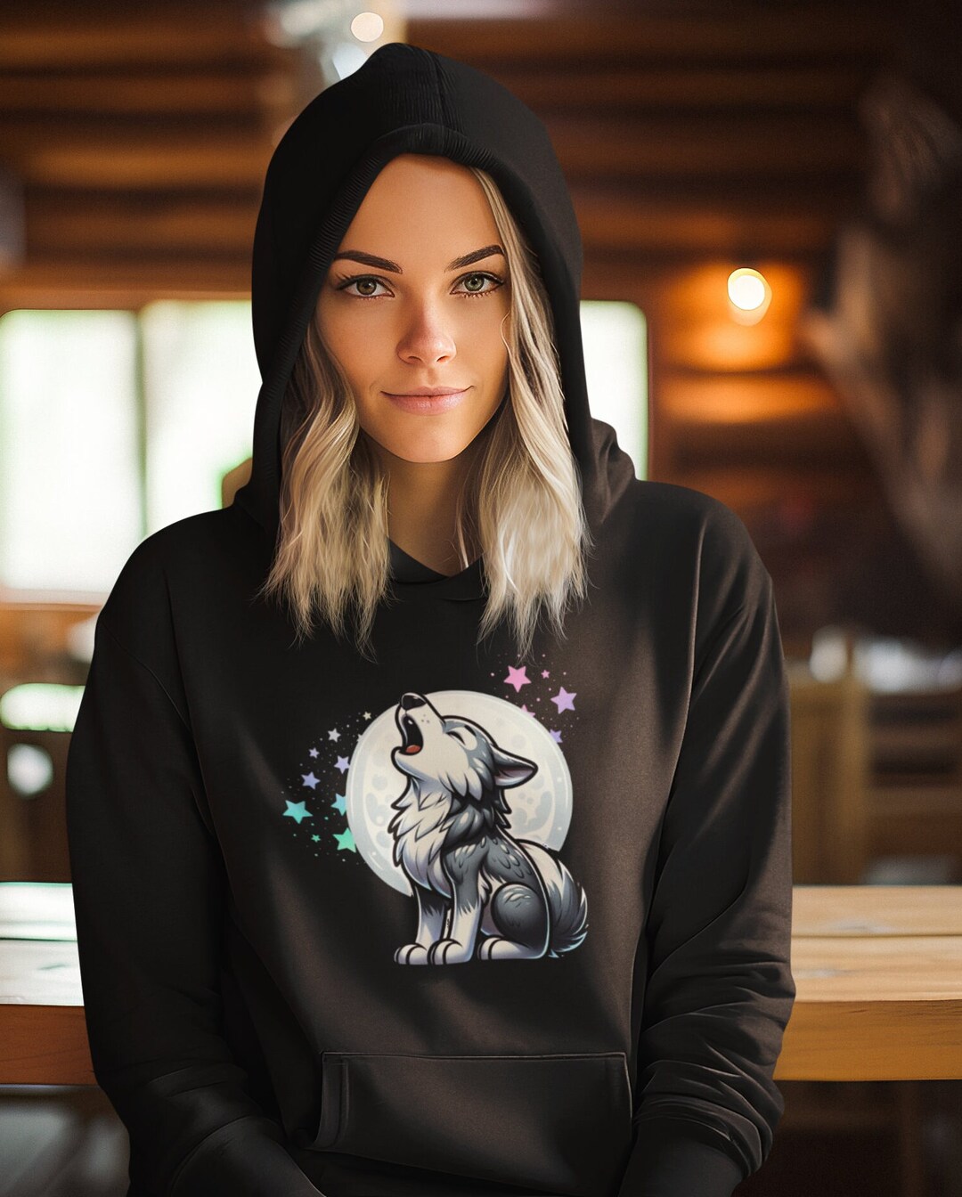 Unisex Champion Wolf Hoodie, Wolf Howling Sweater, Galaxy Wolf Hoodie ...