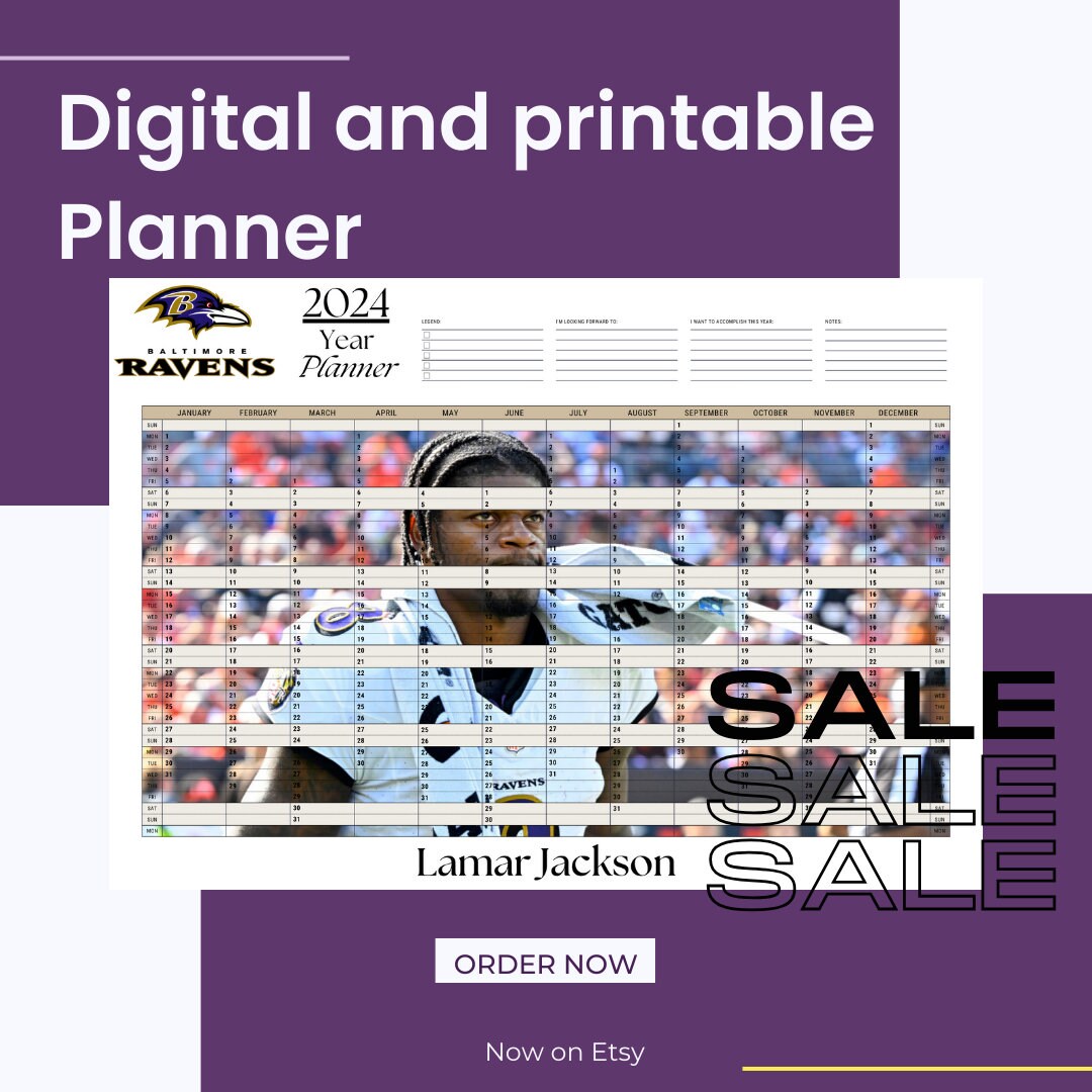 Digital and Printable Planner / Calendar Lamar Jackson Baltimore Ravens ...