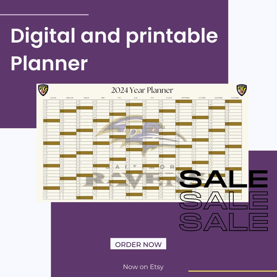 Digital and Printable Planner / Calendar Baltimore Ravens NFL 2024 - Etsy
