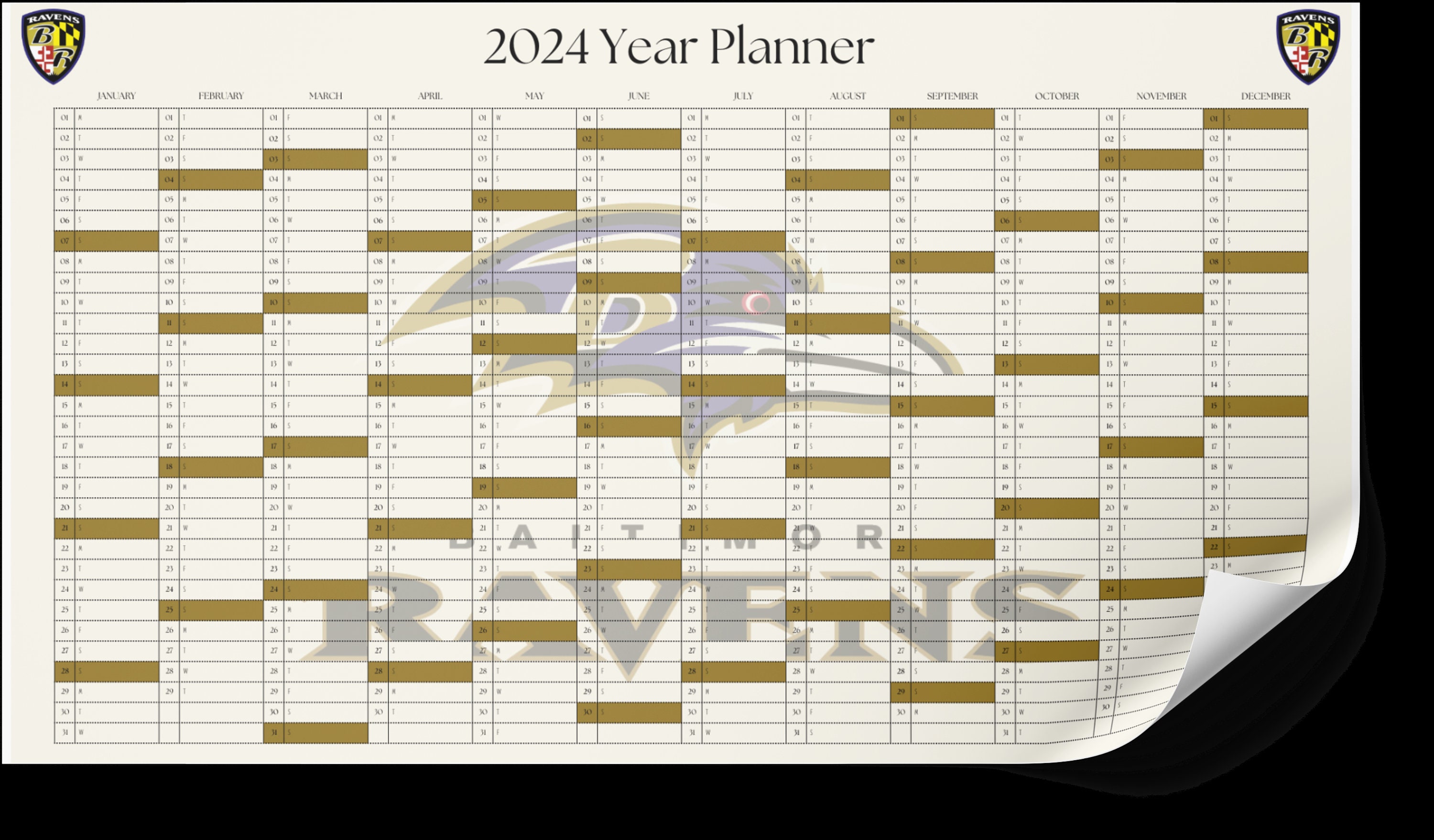 Digital and Printable Planner / Calendar Baltimore Ravens NFL 2024 - Etsy