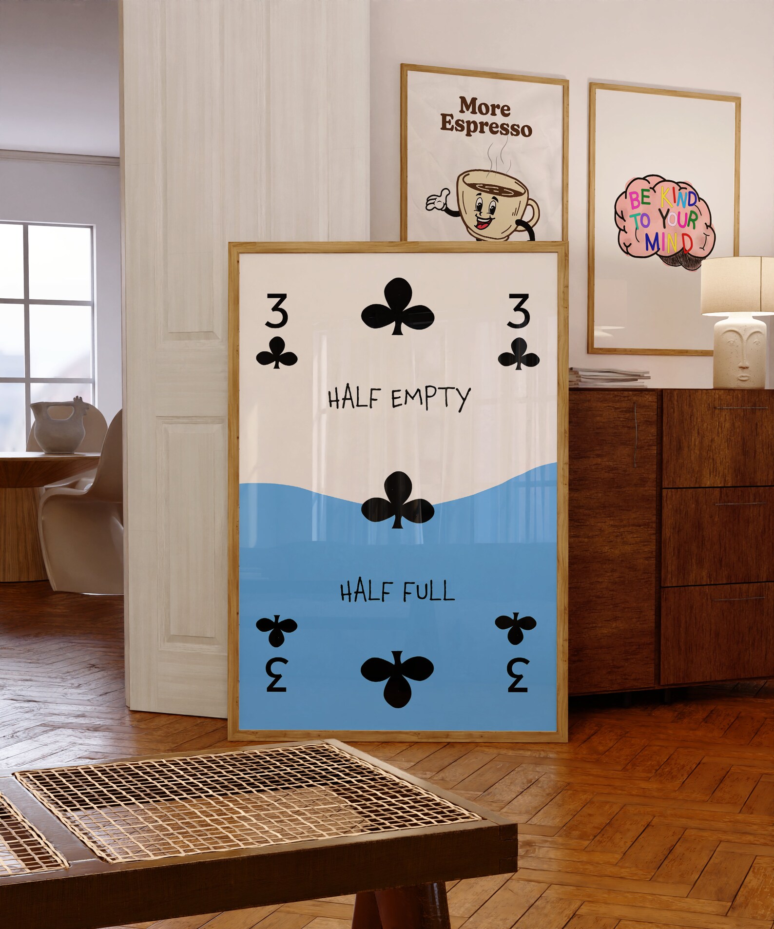 Half Full Poster Decor Trendy Wall Art Prints Retro Playing Card Wall ...