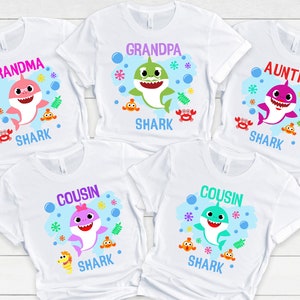 Family Shark Birthday T-shirts, Birthday Shark Shirts, Baby Shark Theme ...