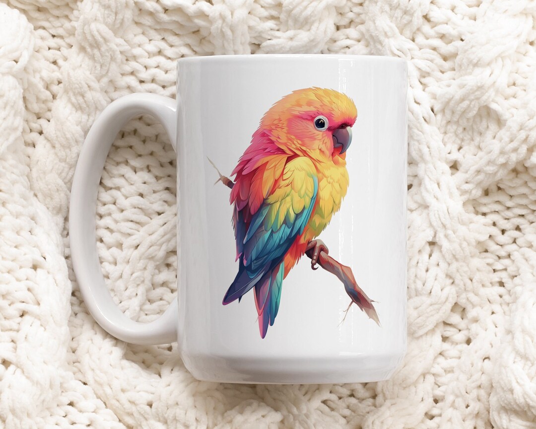Parrot Mug, Colorful Bird Coffee Cup, Exotic Wildlife Tea Mug, Tropical ...