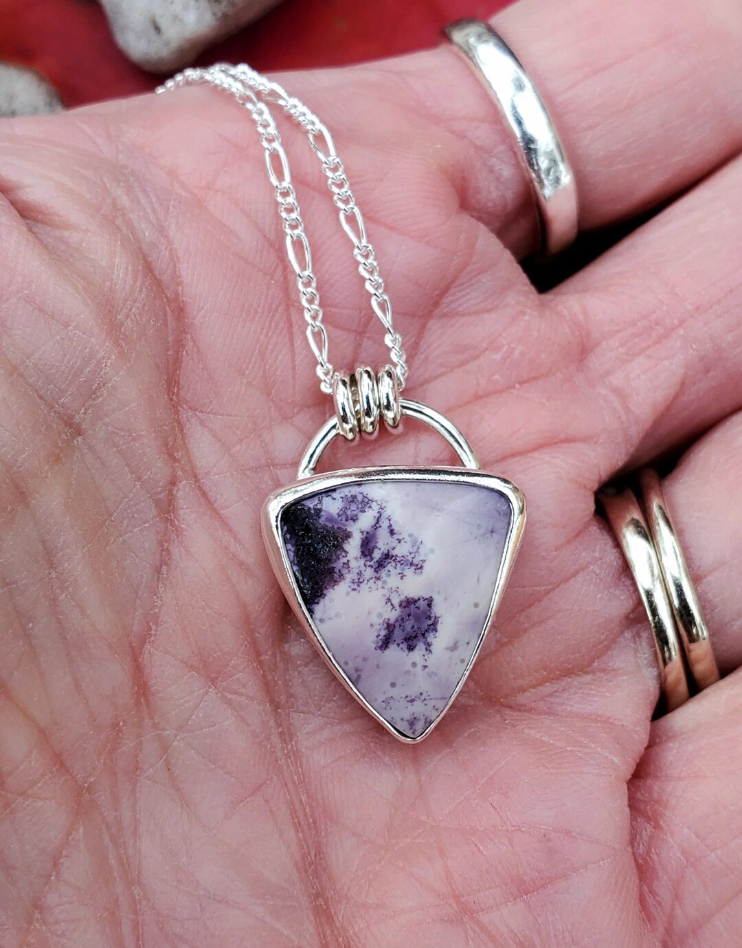Gorgeous Inverted Triangle Tiffany Stone Pendant Necklace in Solid ...