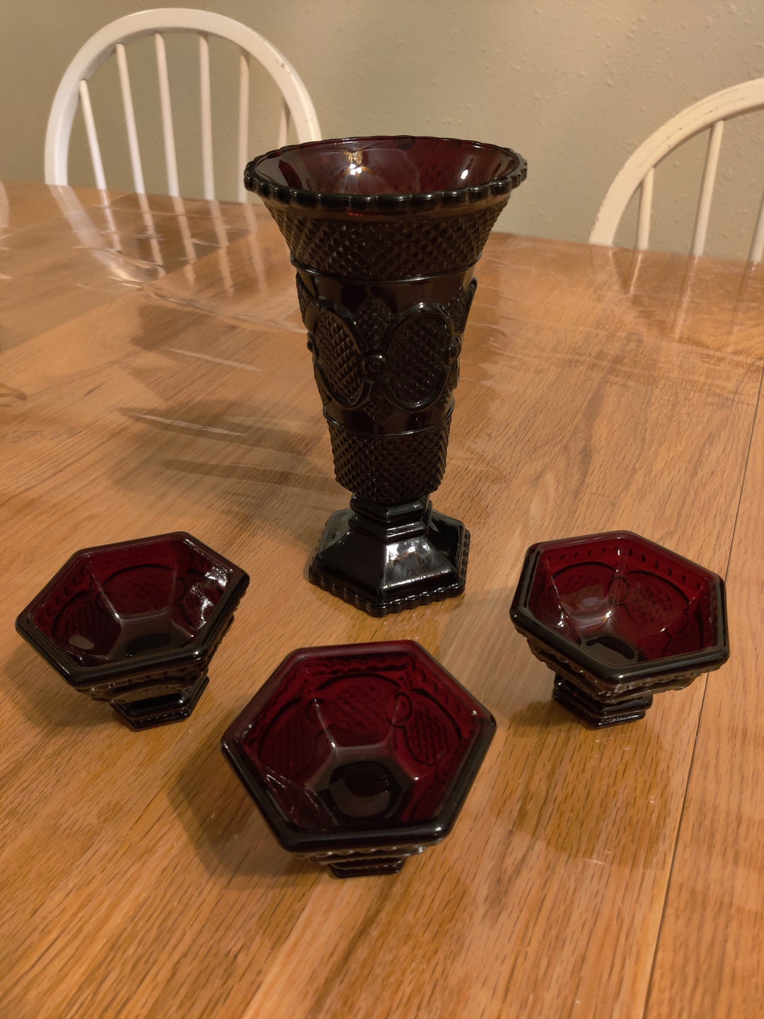 Four Piece Ruby Red Cape Cod Avon Vase Collection - Etsy