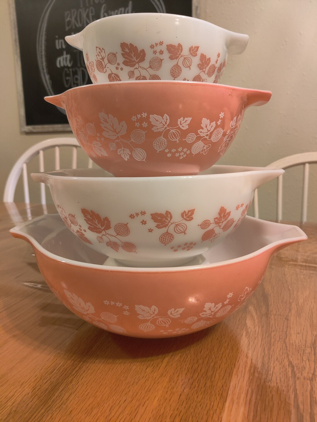 Gooseberry Pink Pyrex Bowl Set of Four - Etsy
