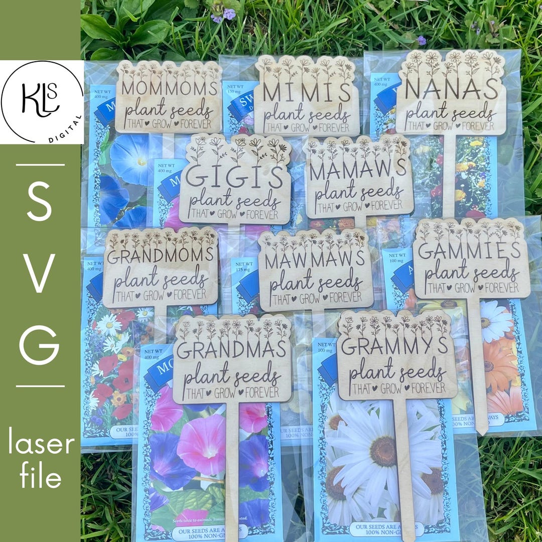 Grandmother Plant Marker SVG Bundle: Laser Cut Files (digital Download ...