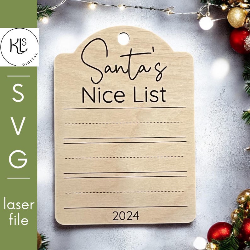 Santa's Nice List SVG Laser Cut File. Handwriting Ornament. Glowforge ...
